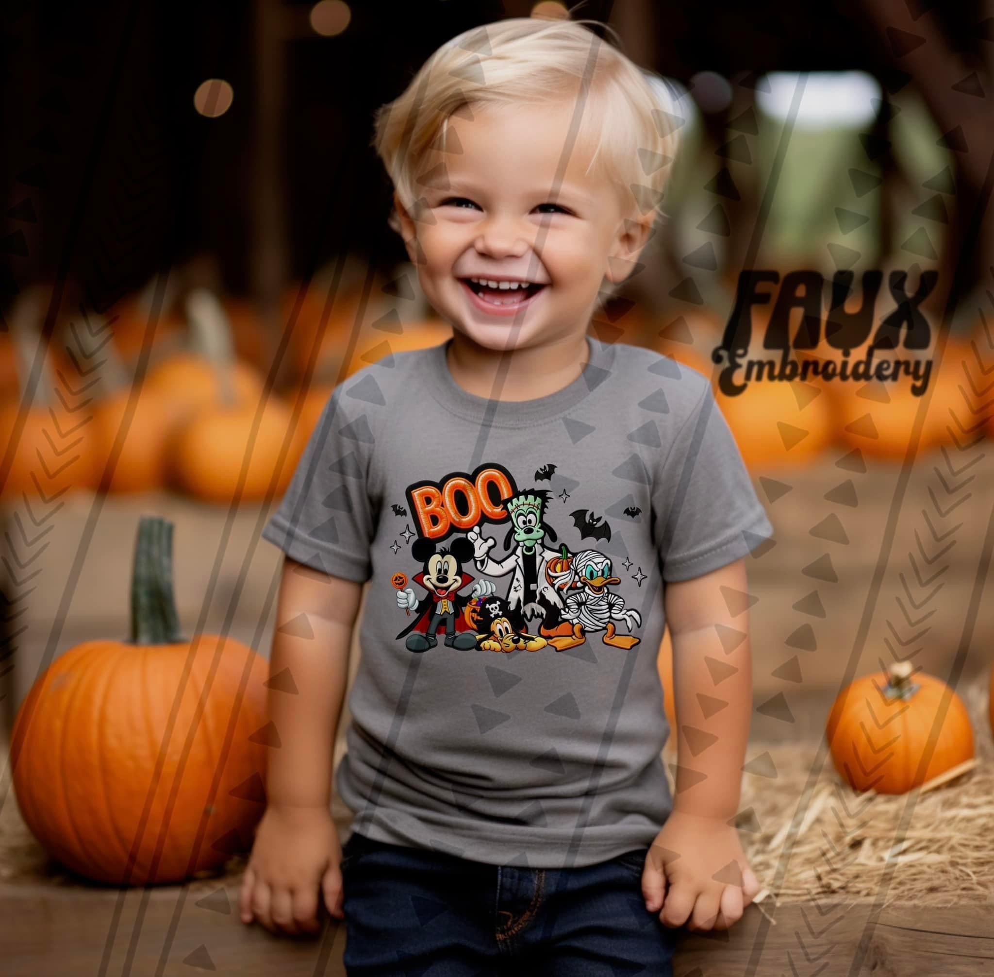 Boo Goofy Frankenstein faux embroidery DTF transfer – Curly Vine Design Co