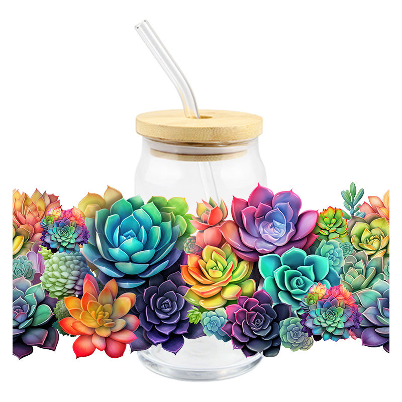Succulents - UV DTF 16 oz Cup Wrap – Curly Vine Design Co
