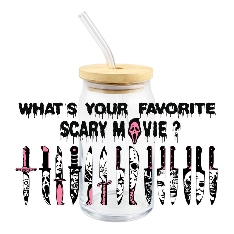 What's Your Favorite Scary Movie - UV DTF 16 oz Cup Wrap – Curly Vine ...