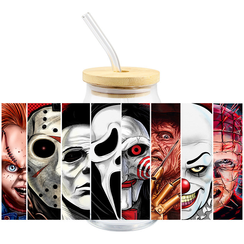 8 Horror Faces - UV DTF 16 oz Cup Wrap – Curly Vine Design Co