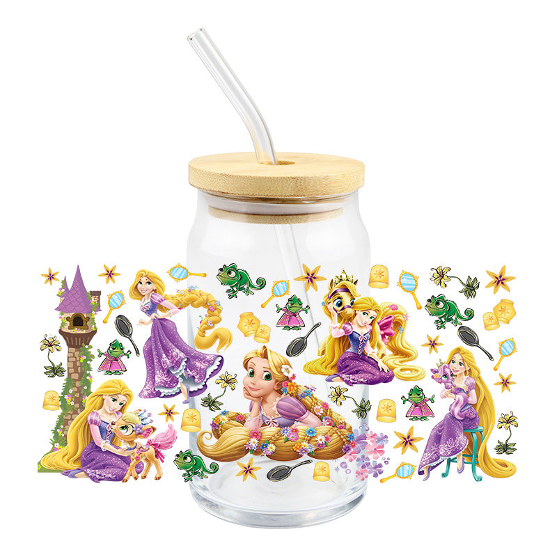 Long Hair Princess - UV DTF 16 oz Cup Wrap – Curly Vine Design Co